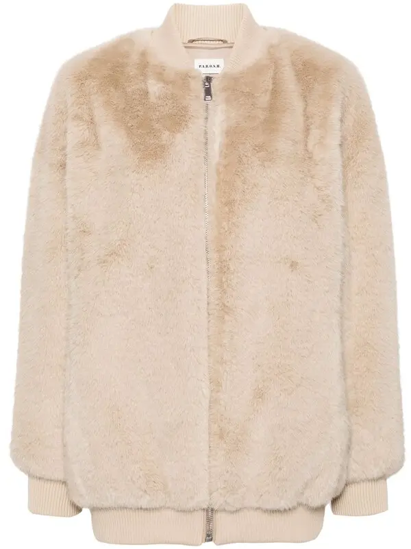 PAROSH Faux-fur Baseball Jacket For