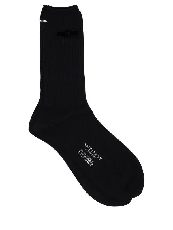 ANTIPAST Ribbed Bow Embellished Socks
