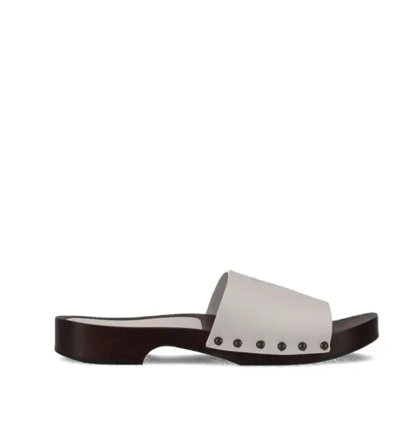 LA ROSE Calf Leather Mini Sandals With Wooden Heel