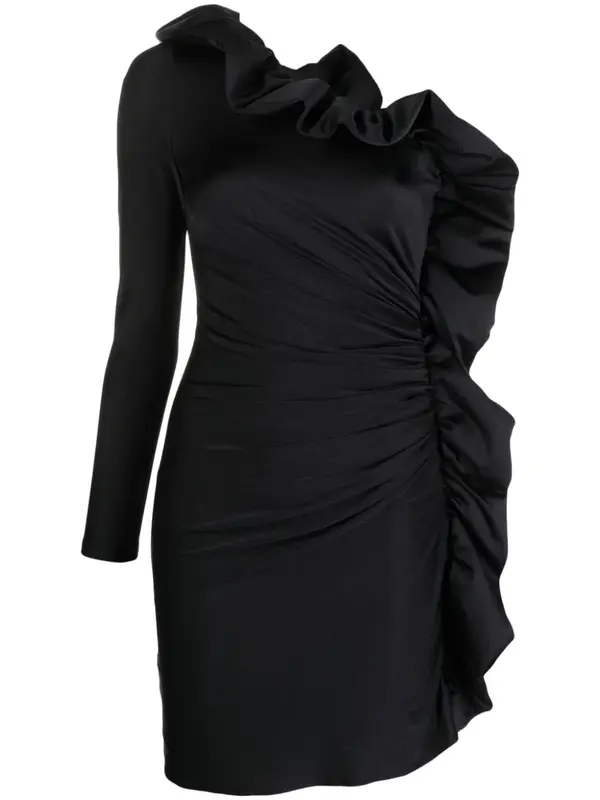 PAROSH Ruffled One-shoulder Mini Dress