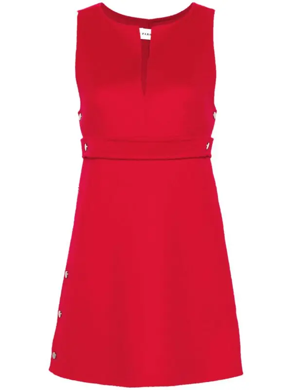 PAROSH Belted Mini Dress With Brushed Finish