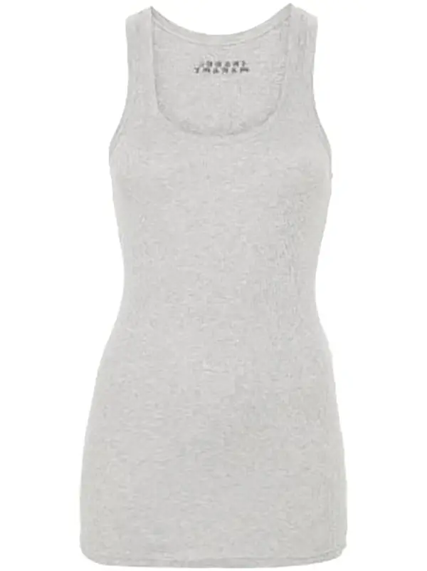Isabel Marant Étoile Ribbed Tank Top Sleeveless Scoop Neck With Curved Hem - Grey