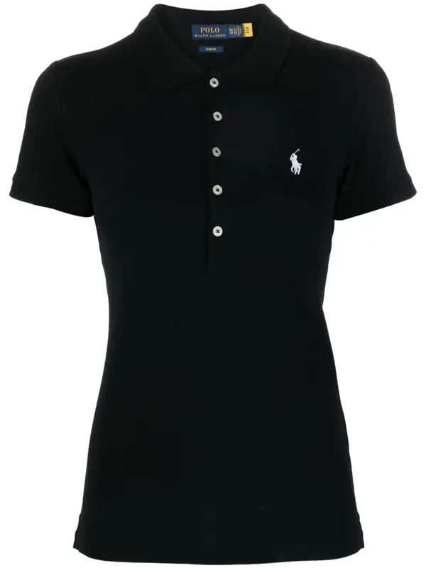 Ralph Lauren Julie Embroidered Logo Polo Shirt - Black