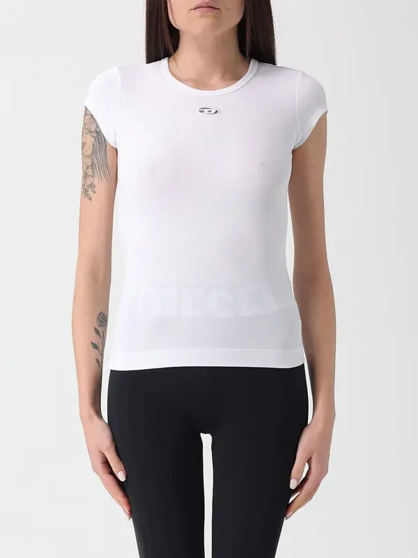 DIESEL® Slim Fit Cotton T-shirt With Oval D Logo - White