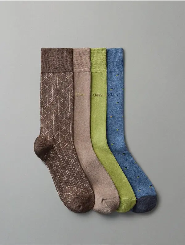 Calvin Klein Combed Cotton Blend 4-pack Dress Crew Socks - Assorted