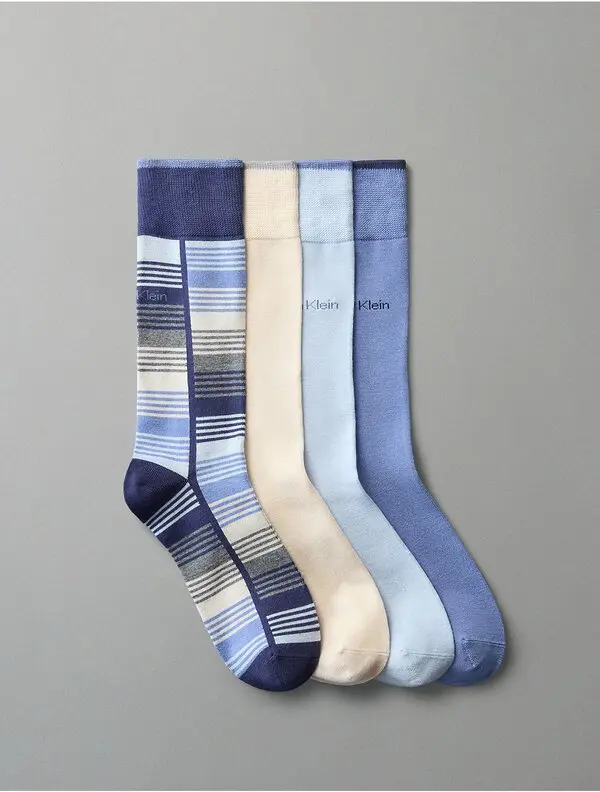 Calvin Klein Rayon Blend 4-pack Crew Socks - Blue Multi