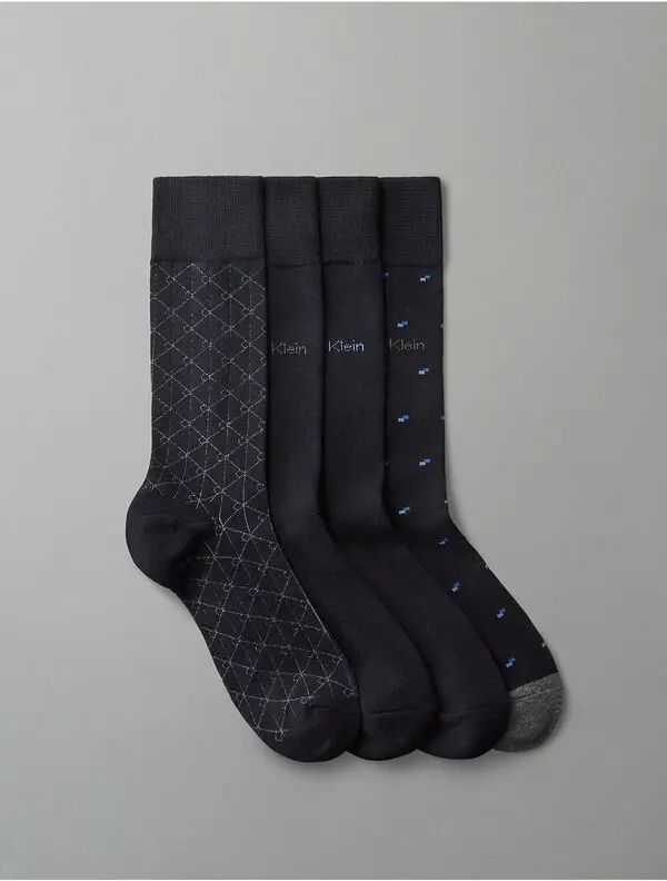 Calvin Klein Combed Cotton Blend 4-pack Dress Crew Socks - Black Assorted