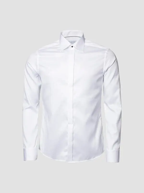 Eton Slim-fit Fly Front Twill Tuxedo Shirt - White