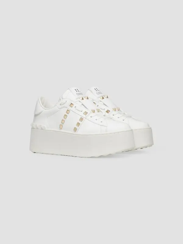 Valentino Garavani Flatform Rockstud Untitled Sneakers In Calfskin