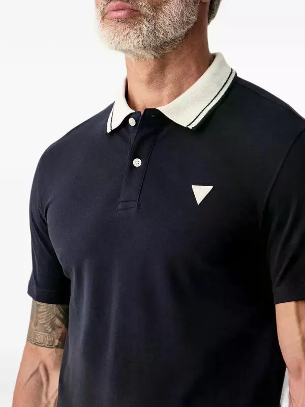 Guess Logo-patch Tipped Polo Shirt