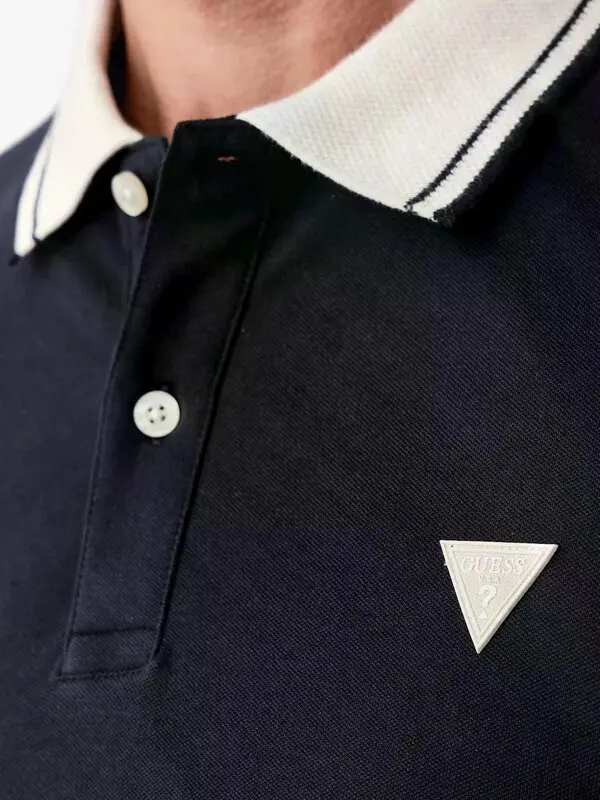 Guess Logo-patch Tipped Polo Shirt