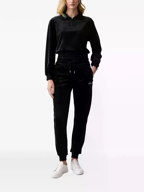 Guess Amalia Rhinestone-logo Velvet Sweatshirt - Black