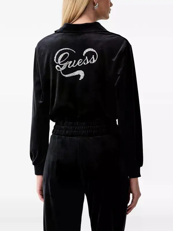 Guess Amalia Rhinestone-logo Velvet Sweatshirt