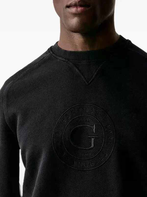 Guess Logo-embroidered Crew-neck Sweatshirt