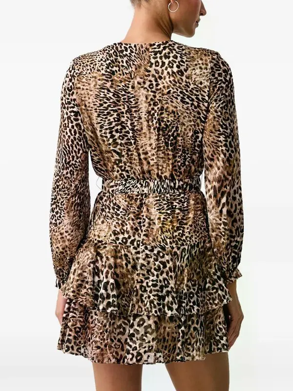 Guess Clarisse Leopard-print Tiered Mini Dress