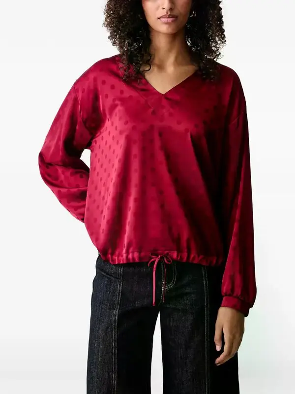 Joseph Ribkoff Polka-dot Drawstring-hem Blouse