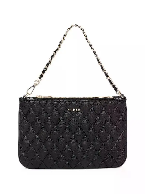 Guess Tamara Quilted Logo-print Shoulder Bag - Black