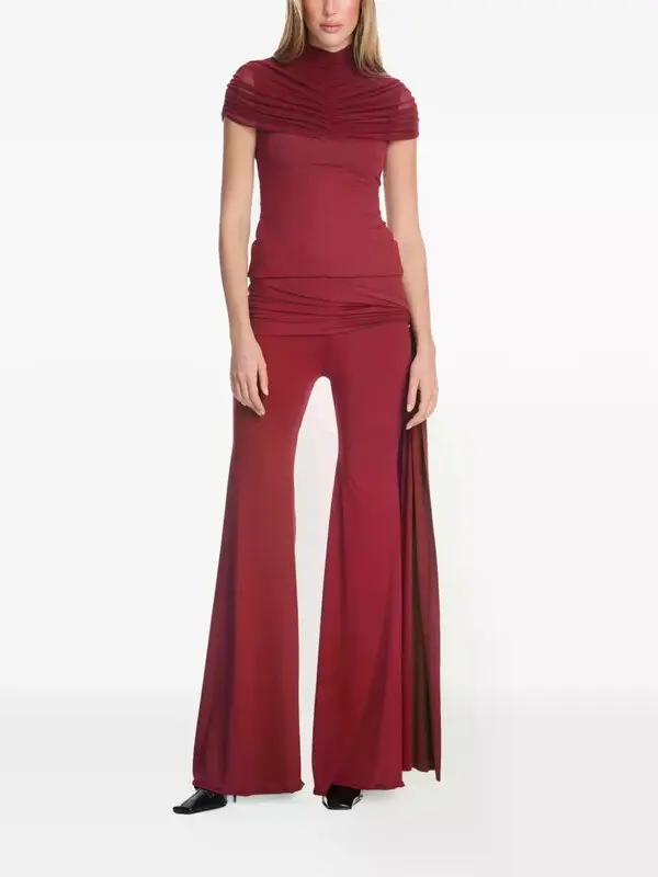 AXEL 113 Grace Ruched Mesh-detail T-shirt - Red