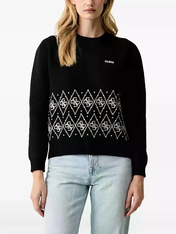 Guess 4g Logo Sweater - Black