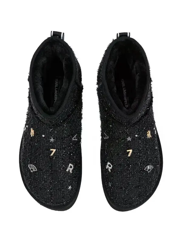 Karl Lagerfeld Thermo Charm-embellished Bouclé Snow Boots
