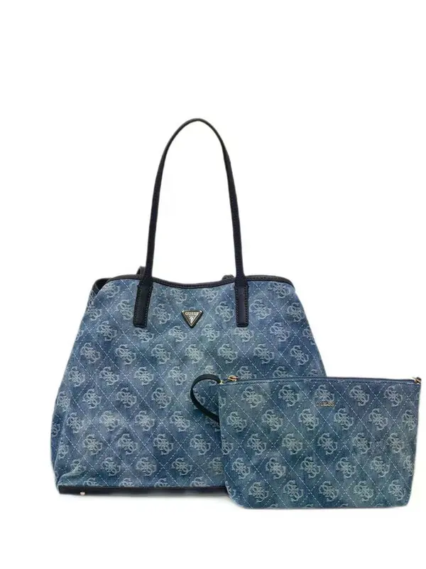 Guess Victtoria Monogram Quilted Shoulder Bag - Blue