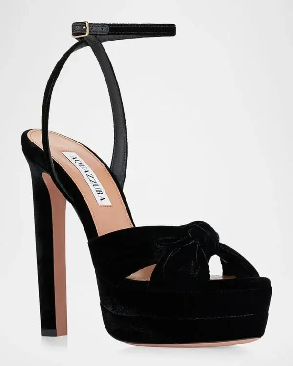 AQUAZZURA Cupid 130mm Suede Platform Sandals - Black