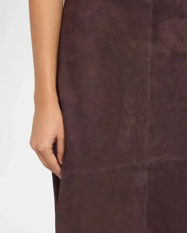 Simkhai Harrison Suede Midi Skirt - Dark Choco