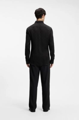 Hugo Slim-fit Shirt With Allover Croquet-themed Pattern