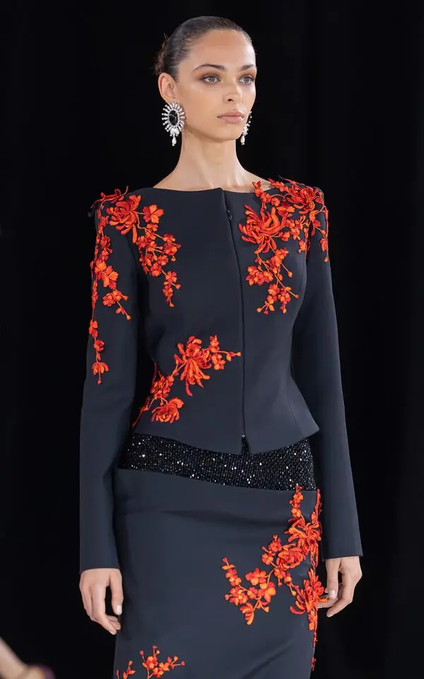 GEORGES HOBEIKA Floral Embroidered Silk-blend Midi Skirt