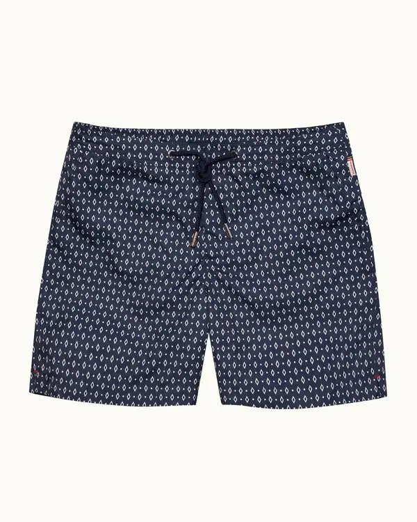 Orlebar Brown Forma Print Drawcord Swim Shorts In Night Iris - Blue