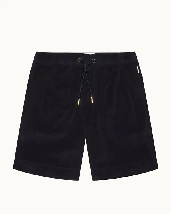 Orlebar Brown Cotton Towelling Drawcord Shorts In Night Iris - Blue