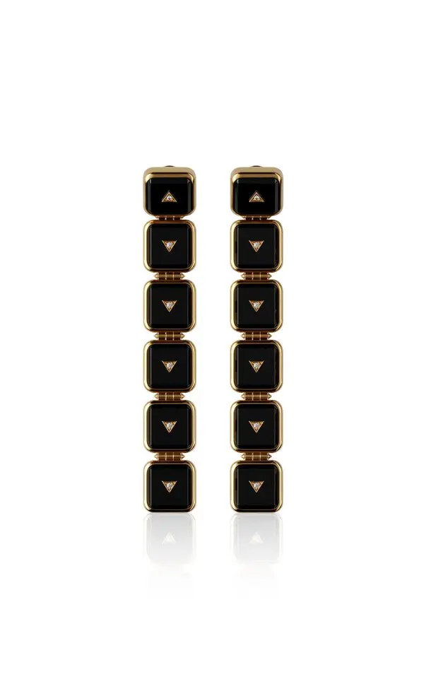 House Of Harlow 1960 14k Yellow Gold Nova Stacker Drop Earrings - Black