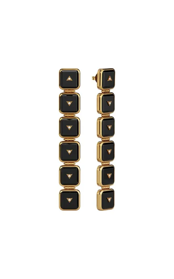 House Of Harlow 1960 14k Yellow Gold Nova Stacker Drop Earrings - Black
