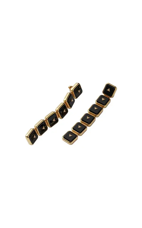 House Of Harlow 1960 14k Yellow Gold Nova Stacker Drop Earrings - Black