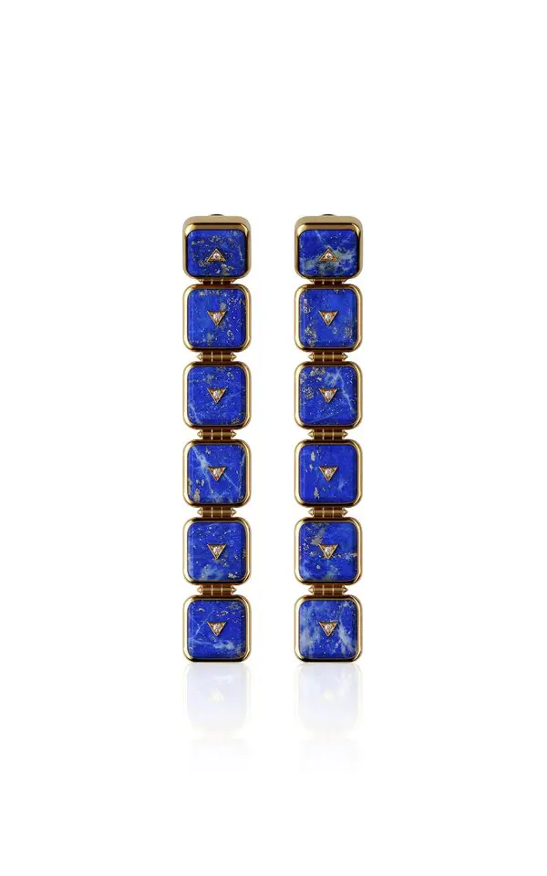 House Of Harlow 1960 14k Yellow Gold Nova Stacker Drop Earrings - Blue
