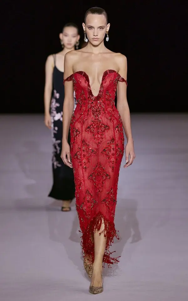 GEORGES HOBEIKA Embellished Off-shoulder Silk-blend Gown