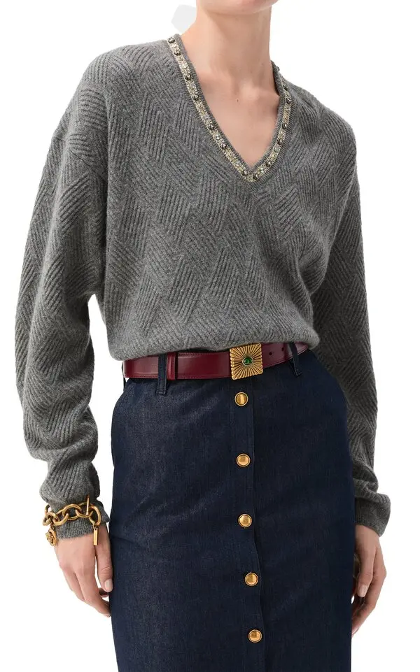 Versace Embellished Cashmere Sweater