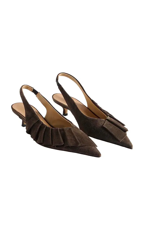 JW Anderson Ruffle Suede Slingback Pumps