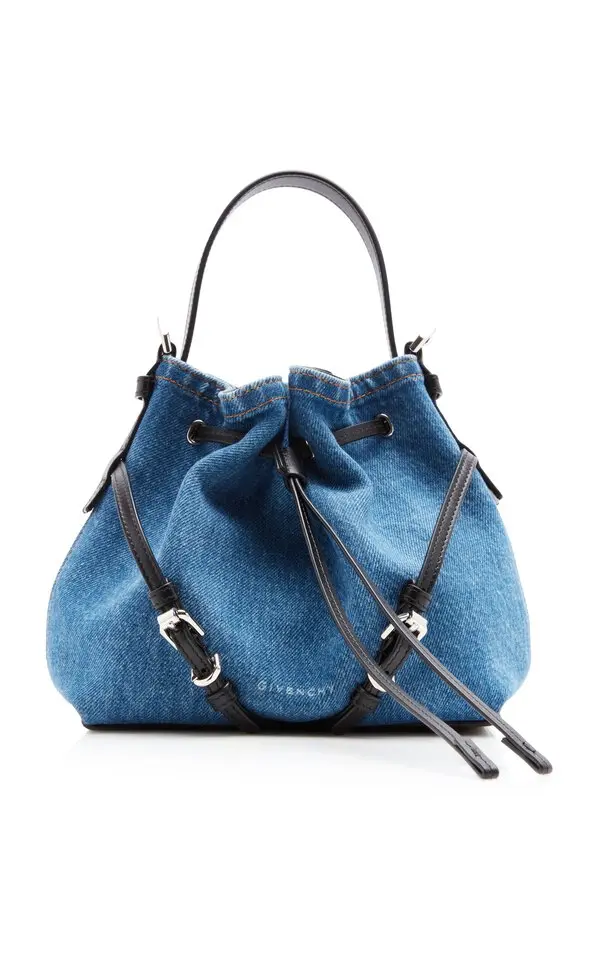 Givenchy Voyou Mini Denim Bucket Bag - Blue