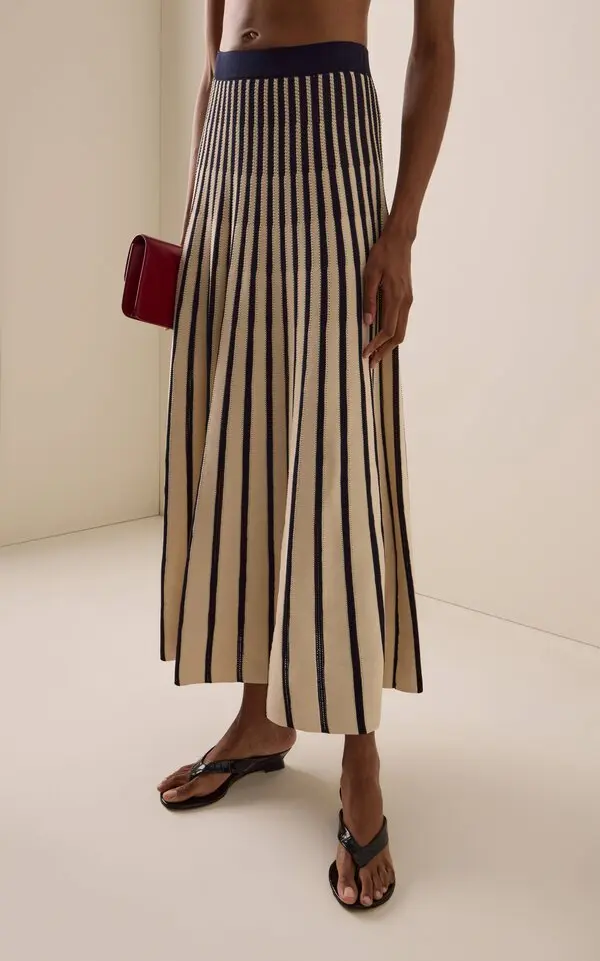 Zimmermann Clash Striped Knit Midi Skirt