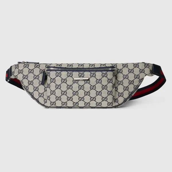 Gucci Tag Large Belt Bag Gg Canvas - Blue
