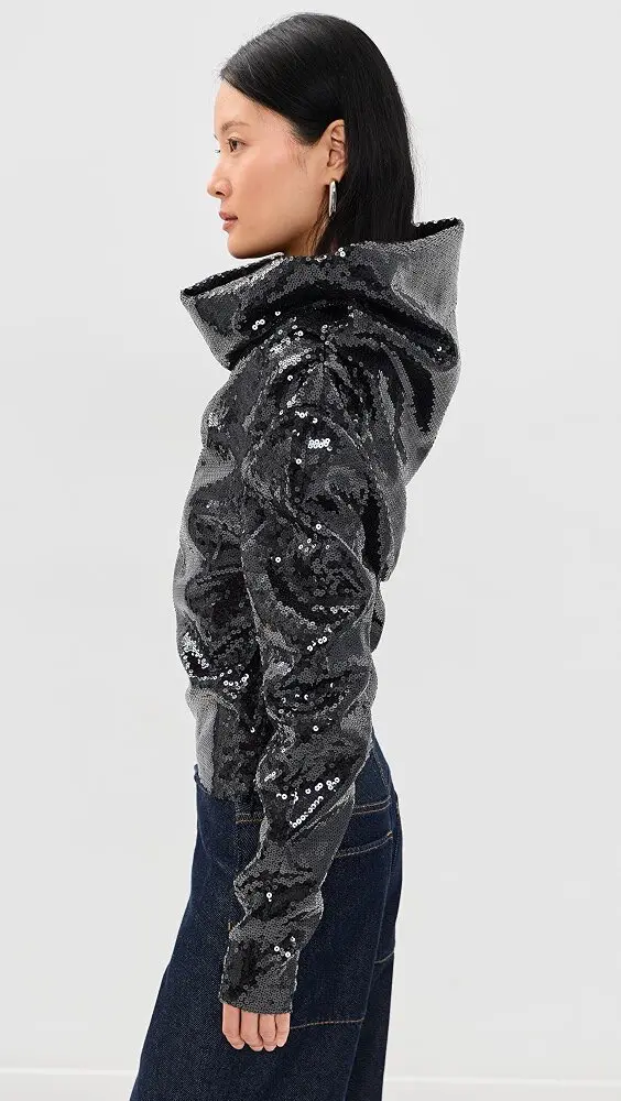 A.W.A.K.E. Mode Sequin High Neck Long Sleeve Top