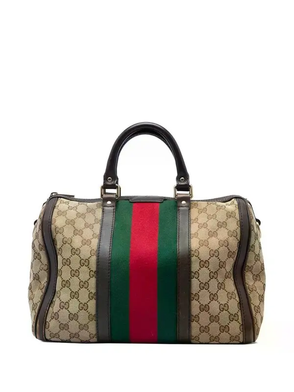 Gucci 2016-2026 Medium Gg Canvas Web Joy Boston Bag Satchel - Neutrals