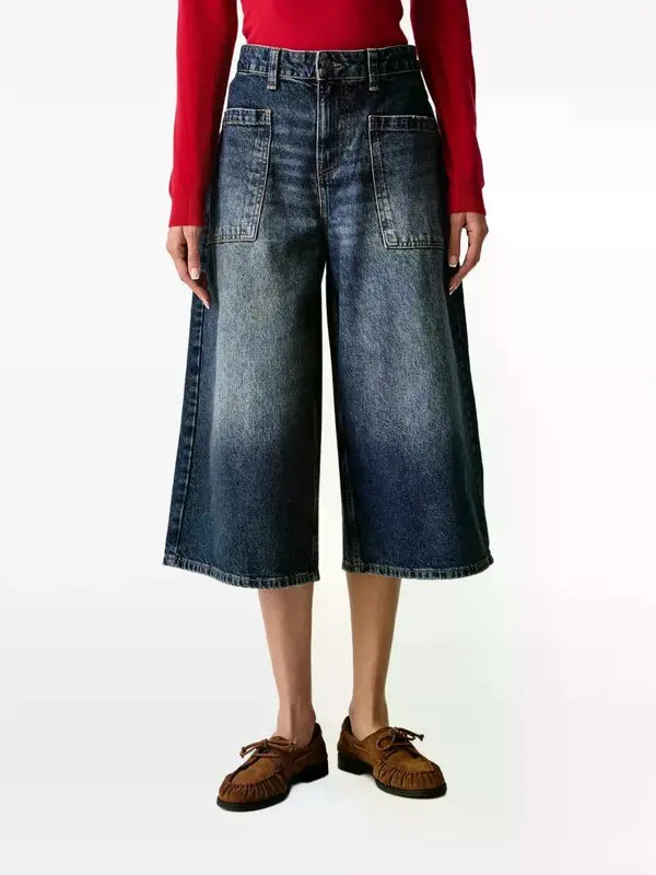 BENETTON Wide-leg Denim Shorts