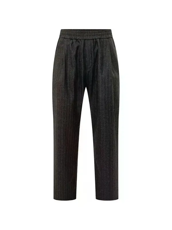 HOSIO Pinstripe-pattern Tailored Trousers - Black