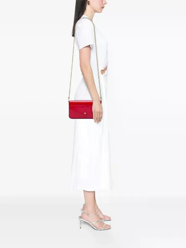 LOUIS VUITTON 2016 Monogram Vernis Pochette Felicie Crossbody Bag - Red