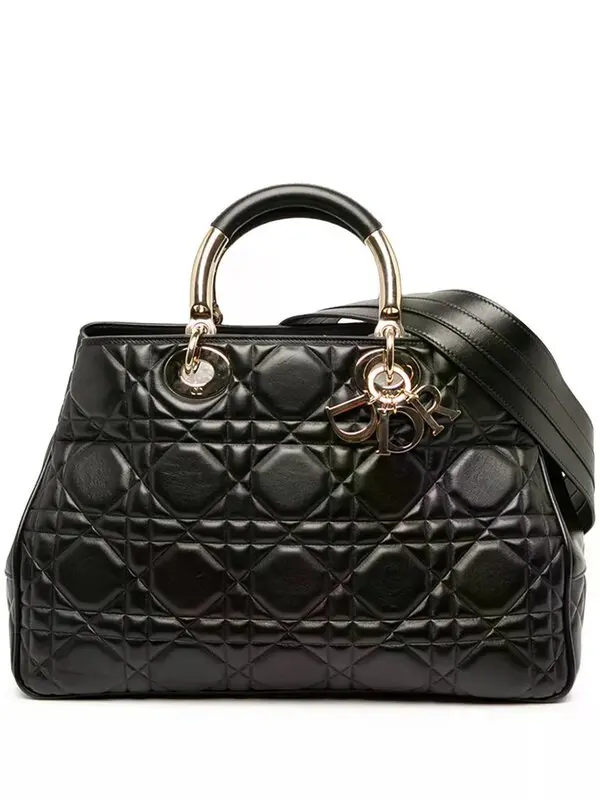 Dior 2023 Large Lambskin Cannage The Lady 95.22 Bag Satchel - Black