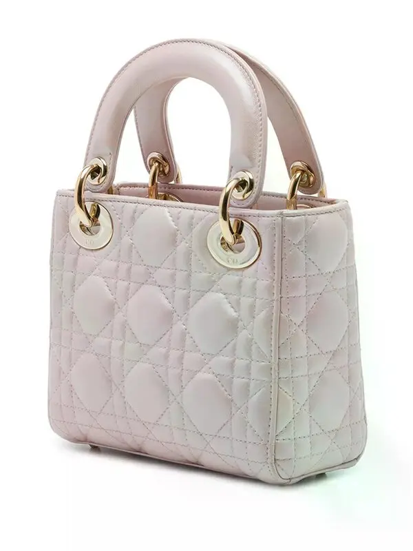 Dior 2017 Mini Pearlescent Lambskin Cannage Lady Satchel