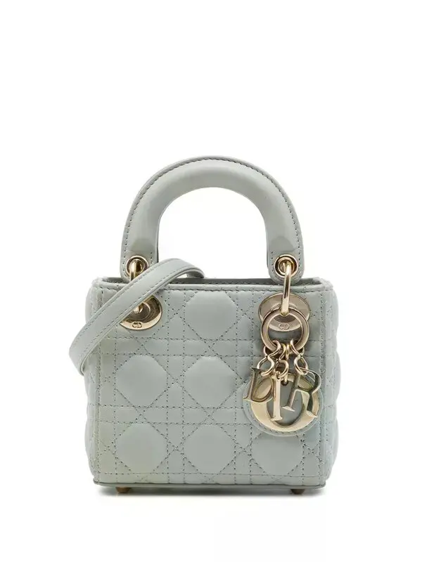 Dior 2010-2026 Mini Lambskin Cannage Lady Satchel - Grey
