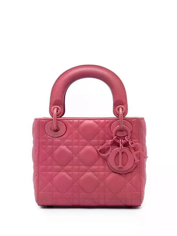 Dior 2020 Mini Ultra Matte Calfskin Cannage Lady Satchel - Pink